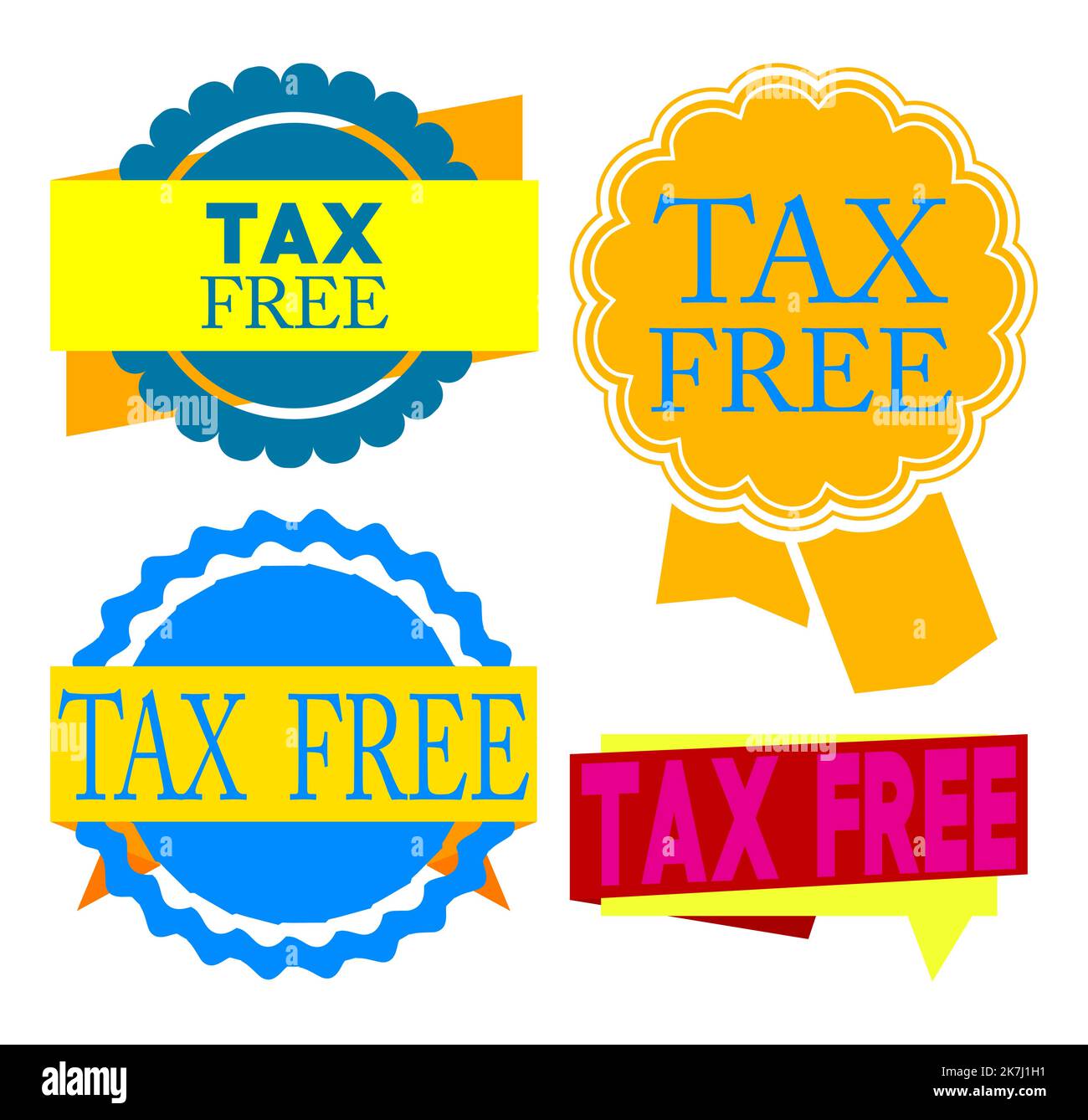 Set of ribbon with Tax Free text. Banner template. Label sticker. Sign ...