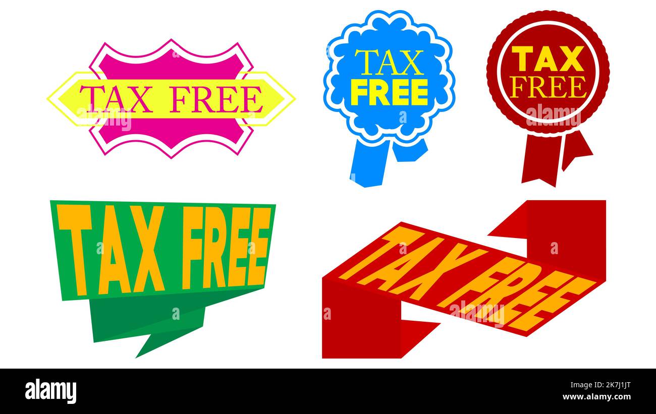 Set of ribbon with Tax Free text. Banner template. Label sticker. Sign ...