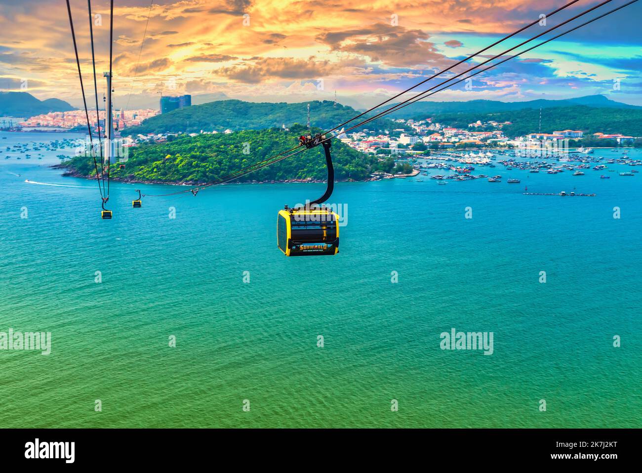View of longest cable car ride in the world, Phu Quoc island, Vietnam ...