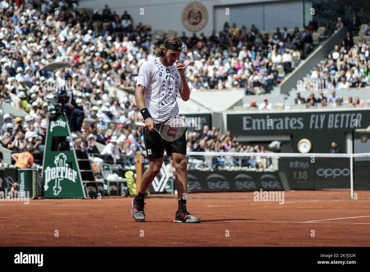 ©Sebastien Muylaert/MAXPPP - Paris 30/05/2022 Stefanos Tsitsipas of Greece reacts against Holger ...