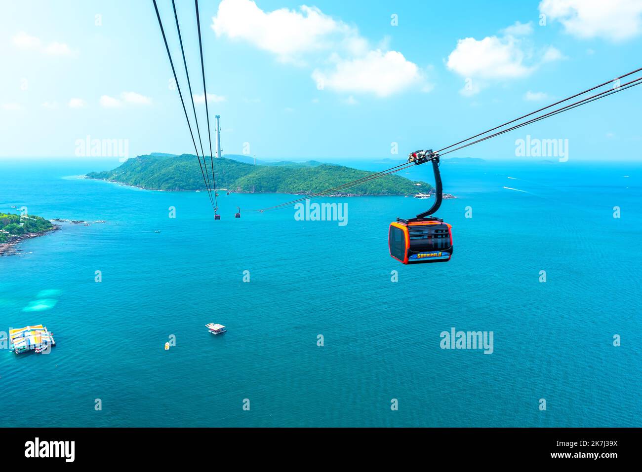 View of longest cable car ride in the world, Phu Quoc island, Vietnam ...