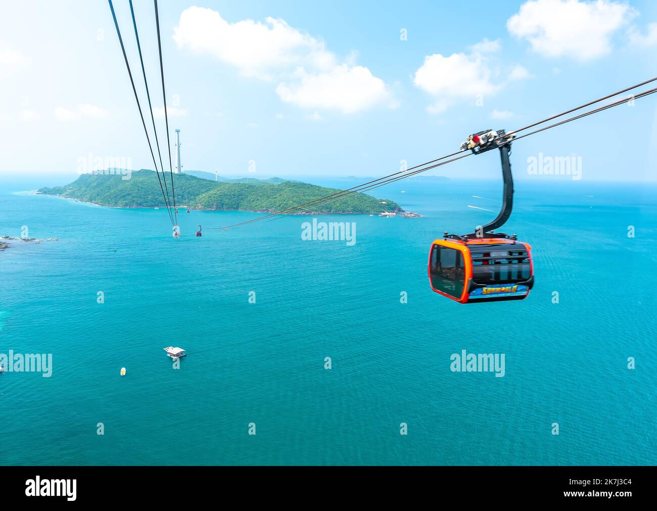 View of longest cable car ride in the world, Phu Quoc island, Vietnam ...