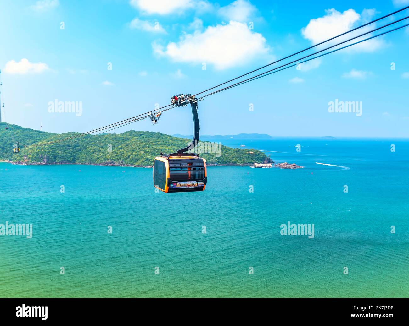 View of longest cable car ride in the world, Phu Quoc island, Vietnam ...