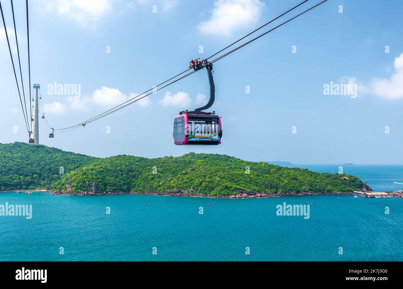 View of longest cable car ride in the world, Phu Quoc island, Vietnam ...