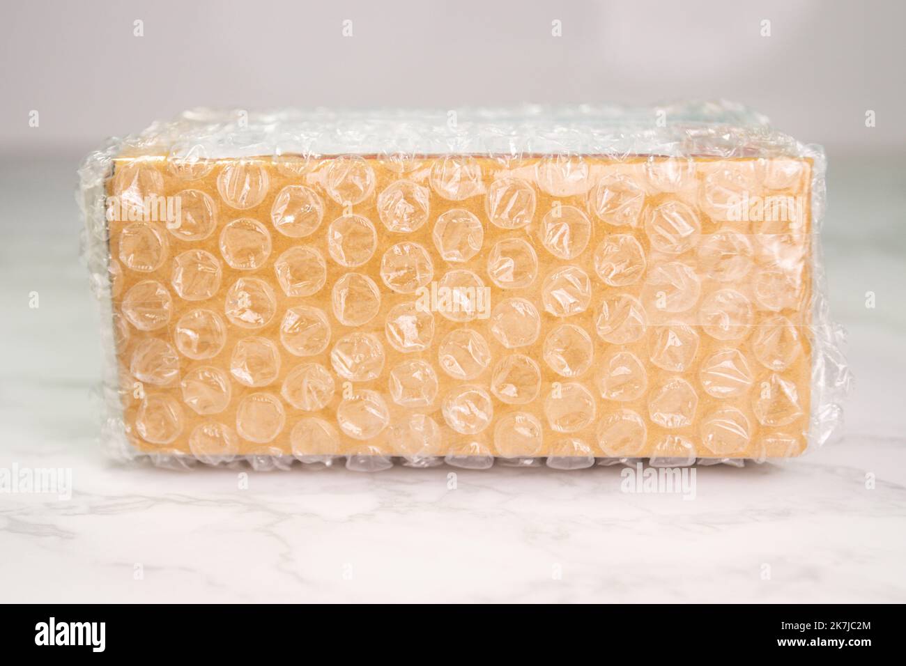 Bubbles covering the box by bubble wrap for protection product cracked ...