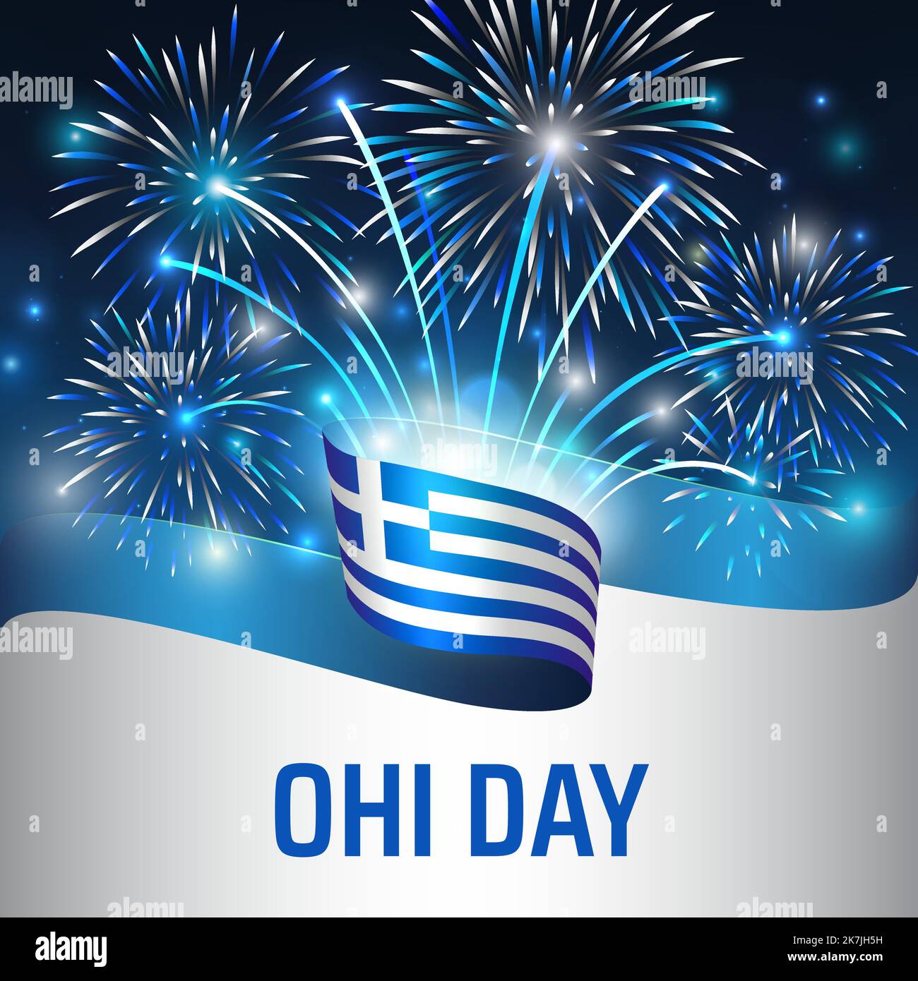 October 28, greece ohi day, vector template with greek flag, colorful ...