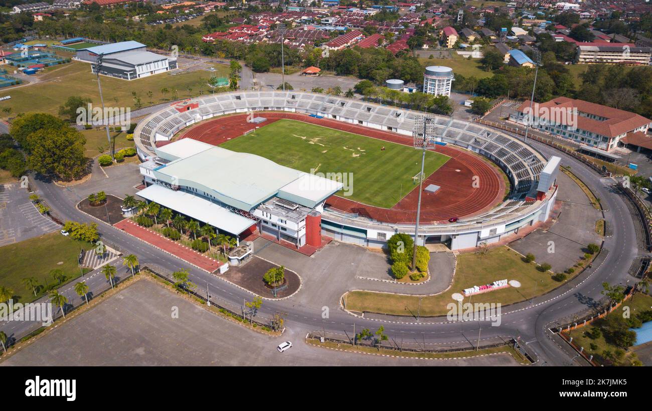 Aerial football training field, birds eye soccer game, top view of a ...