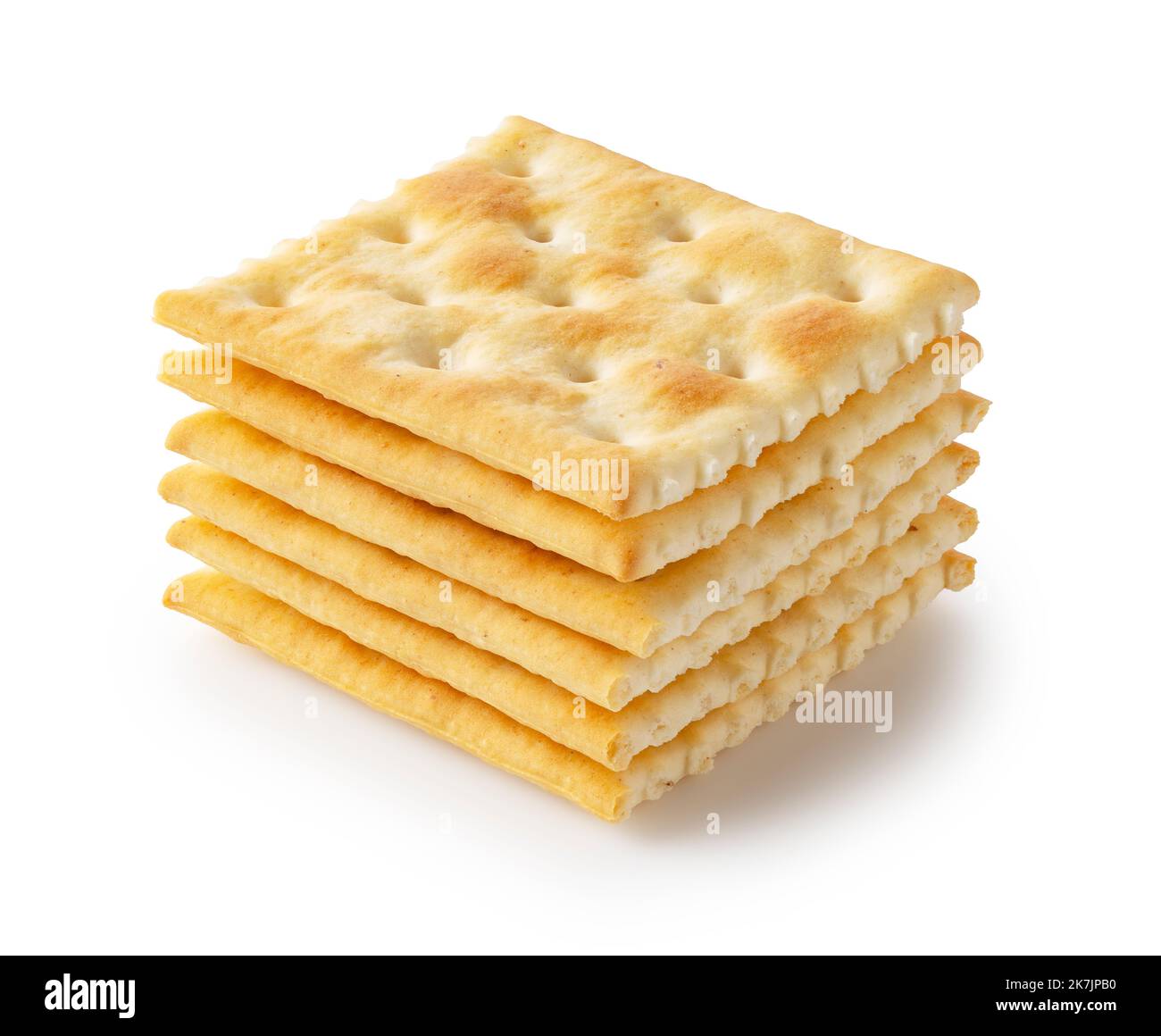 Crackers placed on top of each other on a white background Stock Photo ...