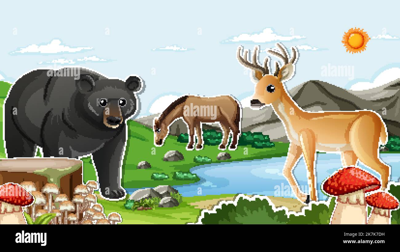 Thumbnail design with wild animals illustration Stock Vector Image ...