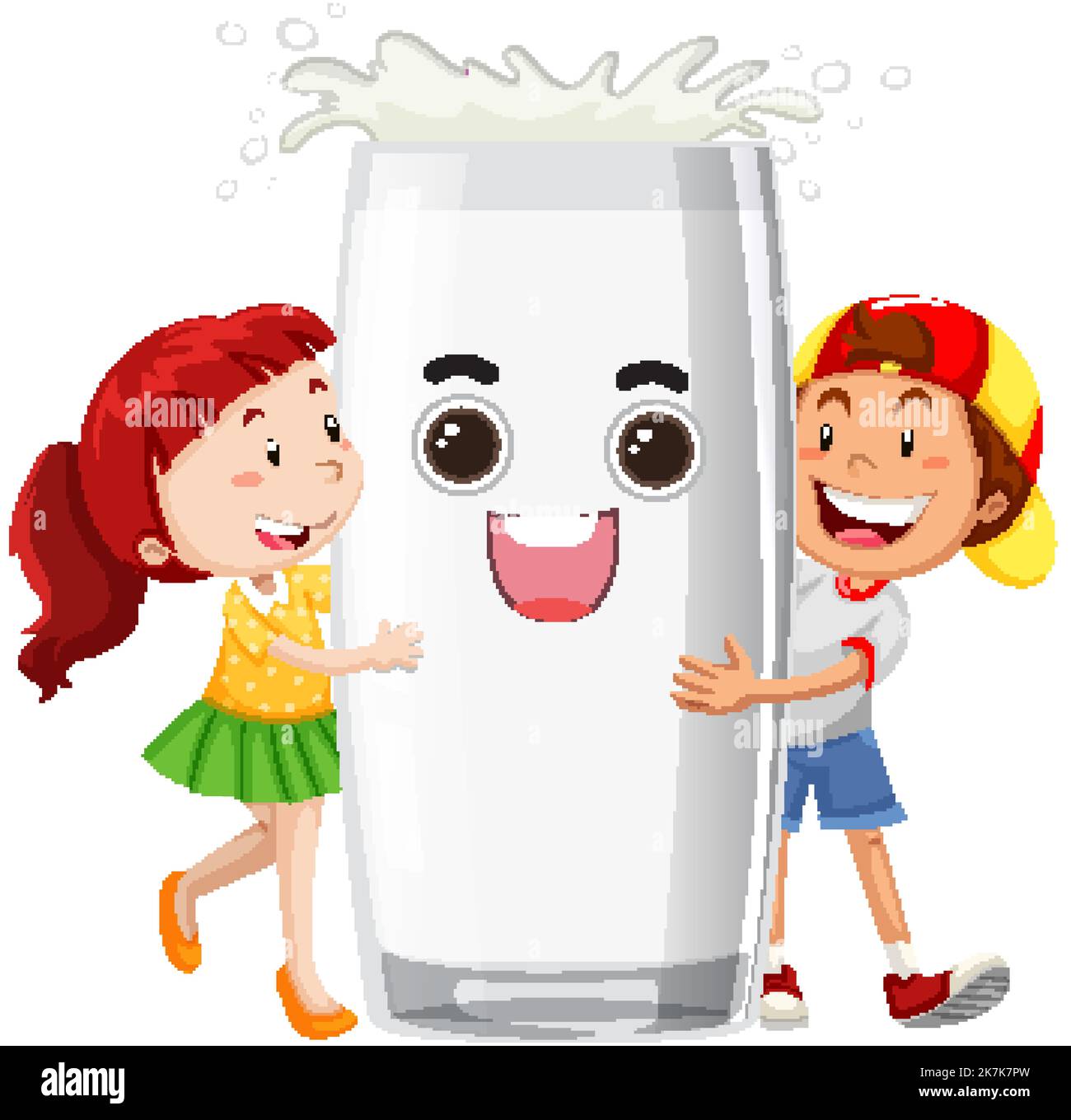 A glass of milk with cartoon character illustration Stock Vector Image ...