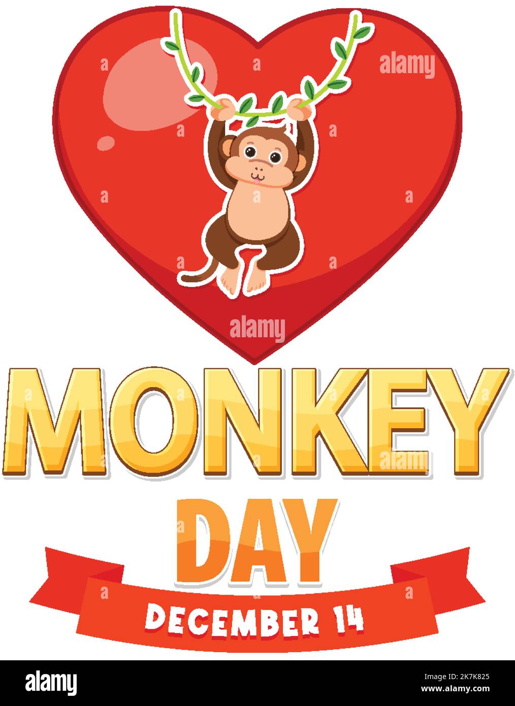 Monkey day text with monkey cartoon character illustration Stock Vector ...