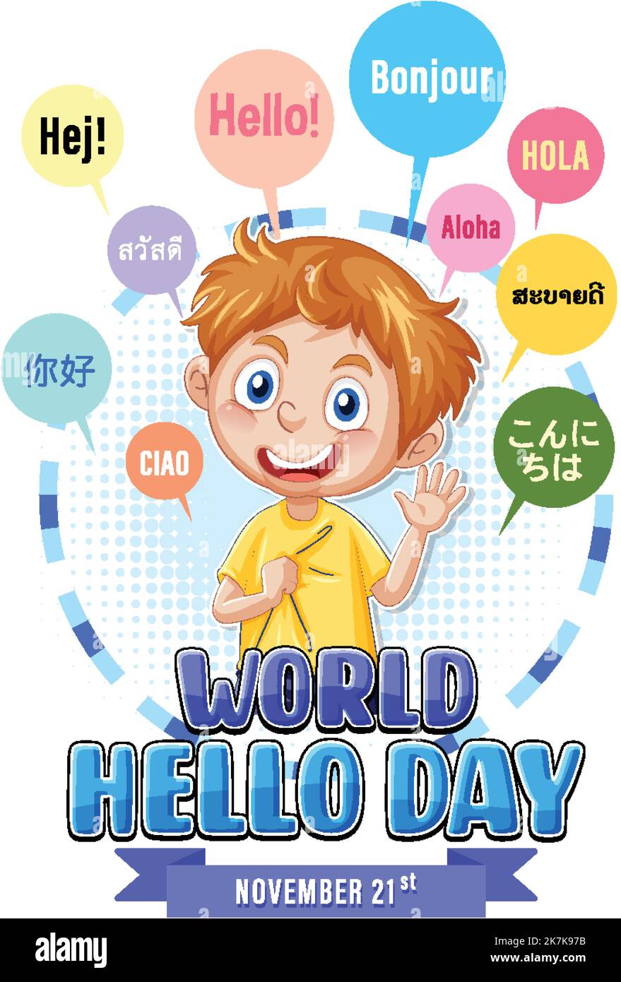 World hello day poster design illustration Stock Vector Image & Art - Alamy