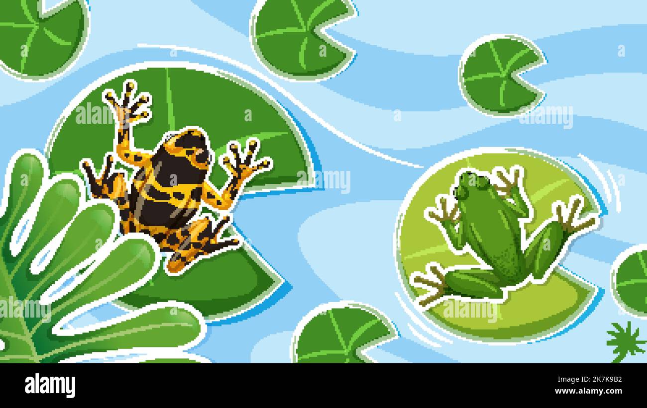 Top view frogs in the pond illustration Stock Vector Image & Art - Alamy