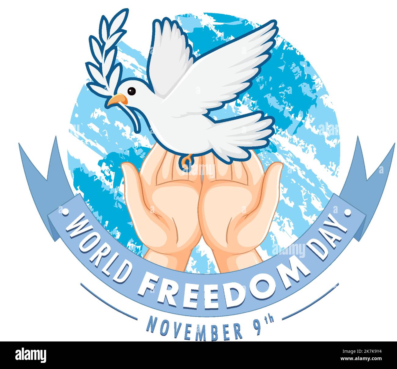 White dove bird in world freedom day concept illustration Stock Vector ...