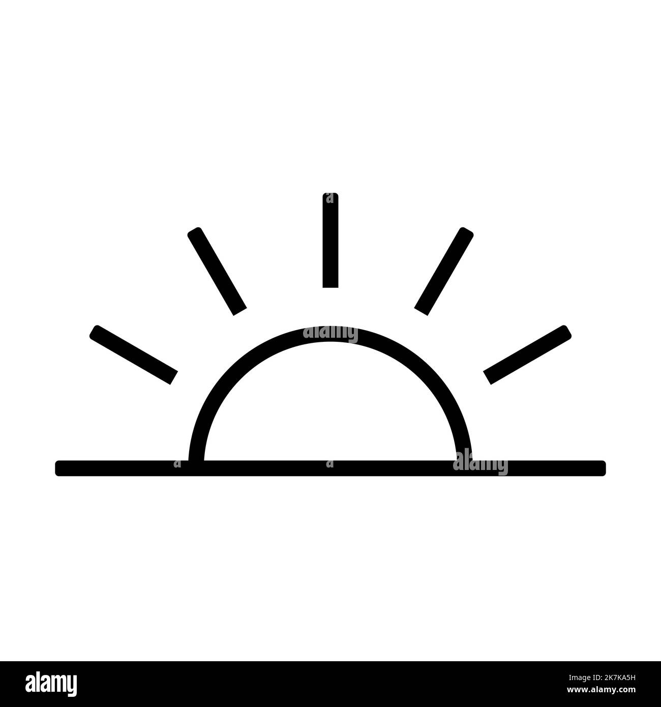 A half sun is setting downwards icon vector sunset concept for graphic ...