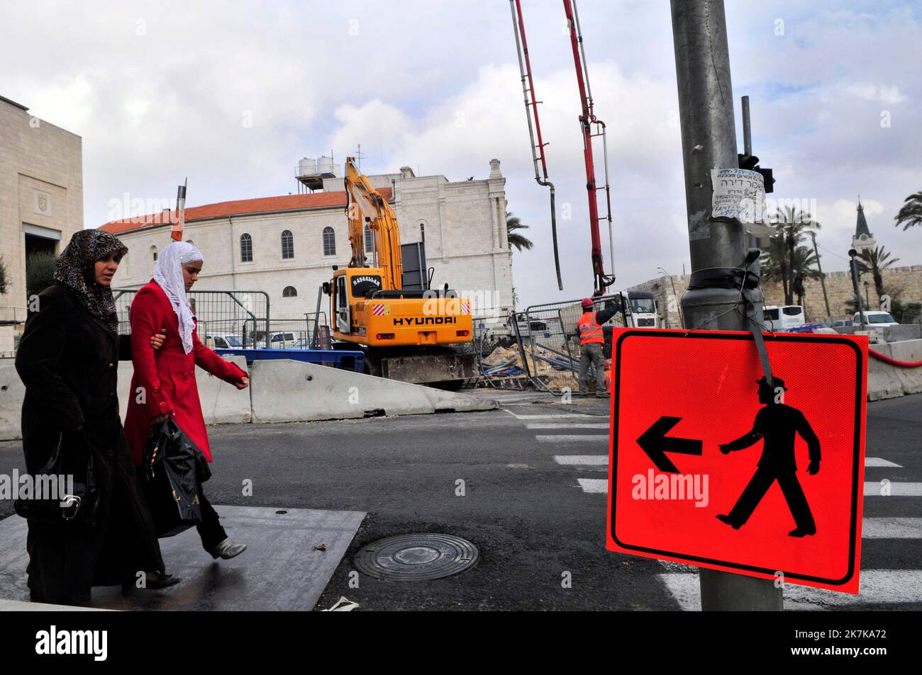 December 2009, Jerusalem Israel. Construction of the Light Rail on ...