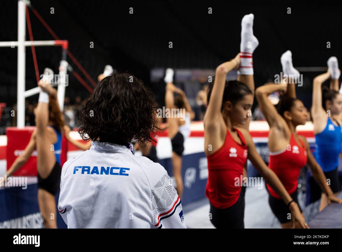 Mylene Deroche/IP3 - This photo shows French young gymnasts practicing ...