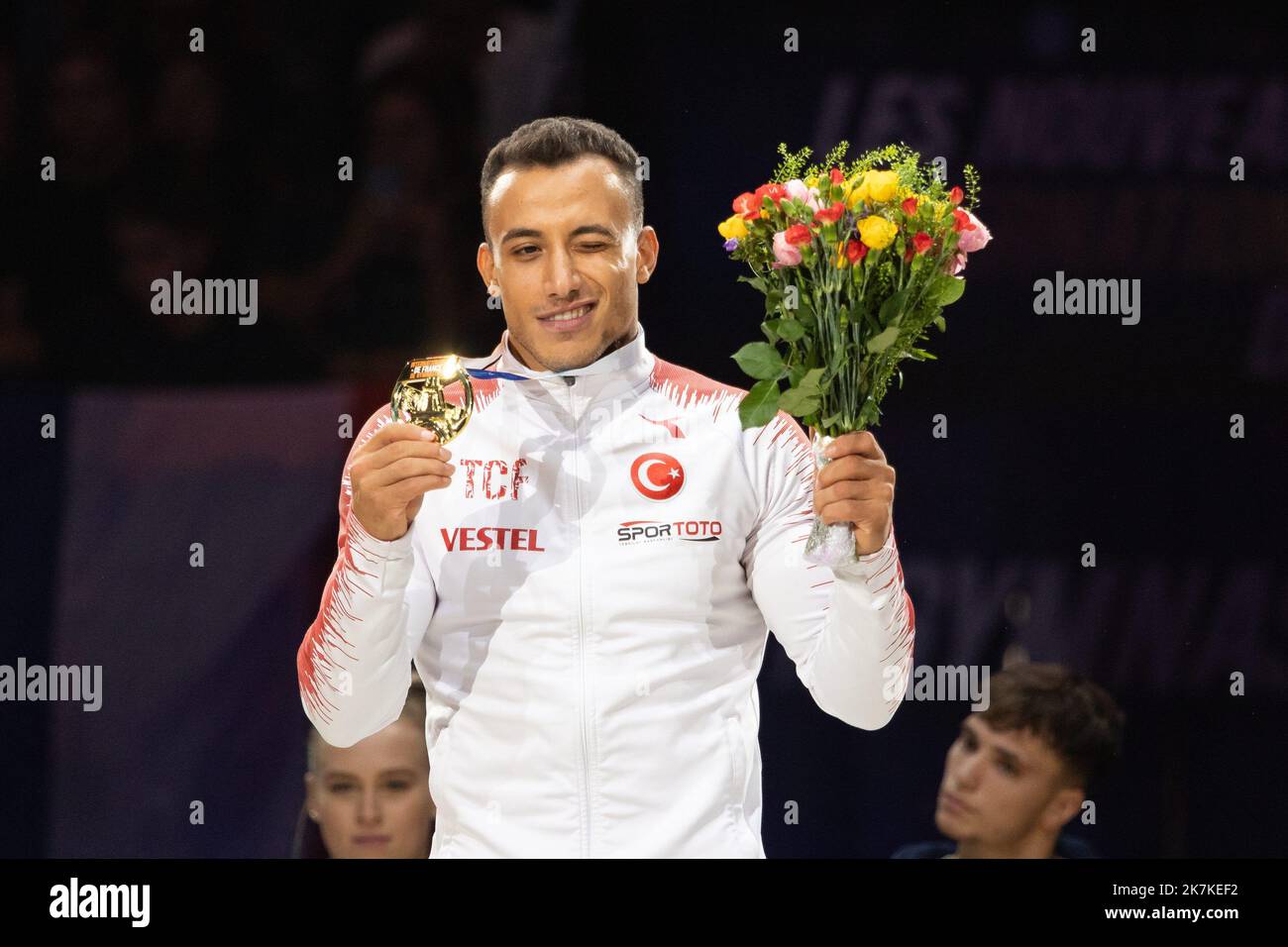 Mylene Deroche/IP3 - Austria's Vinzenz Hoeck (gold) poses during the ...