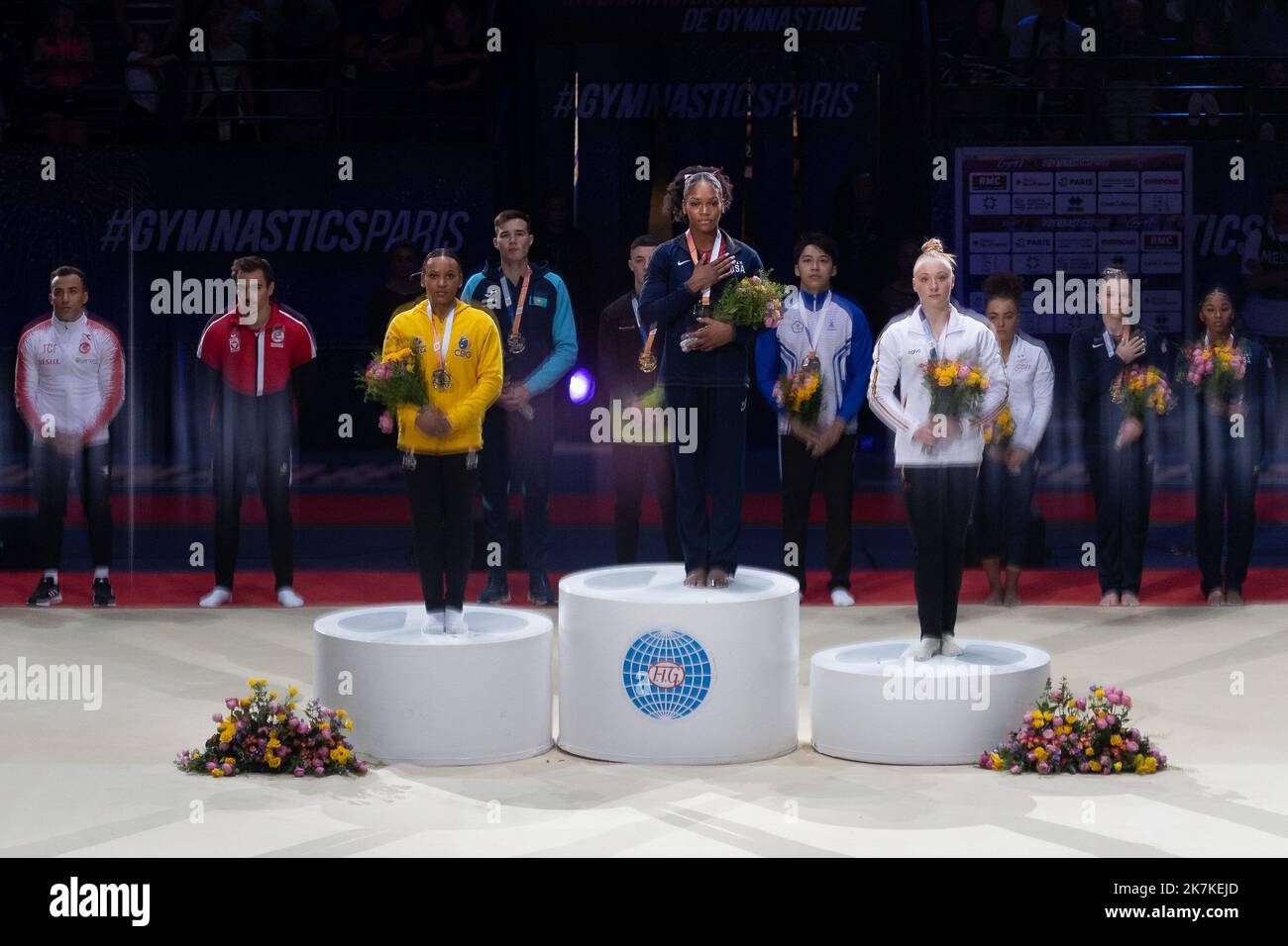 Mylene Deroche/IP3 - Brazil's Rebeca Andrade (silver), USA's Shiles ...