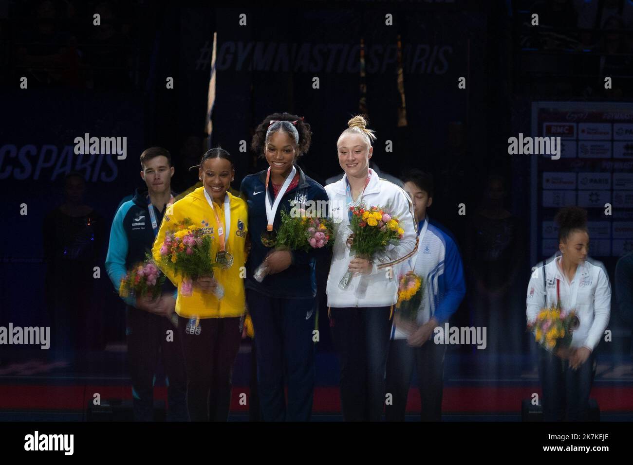 Mylene Deroche/IP3 - Brazil's Rebeca Andrade (silver), USA's Shiles ...