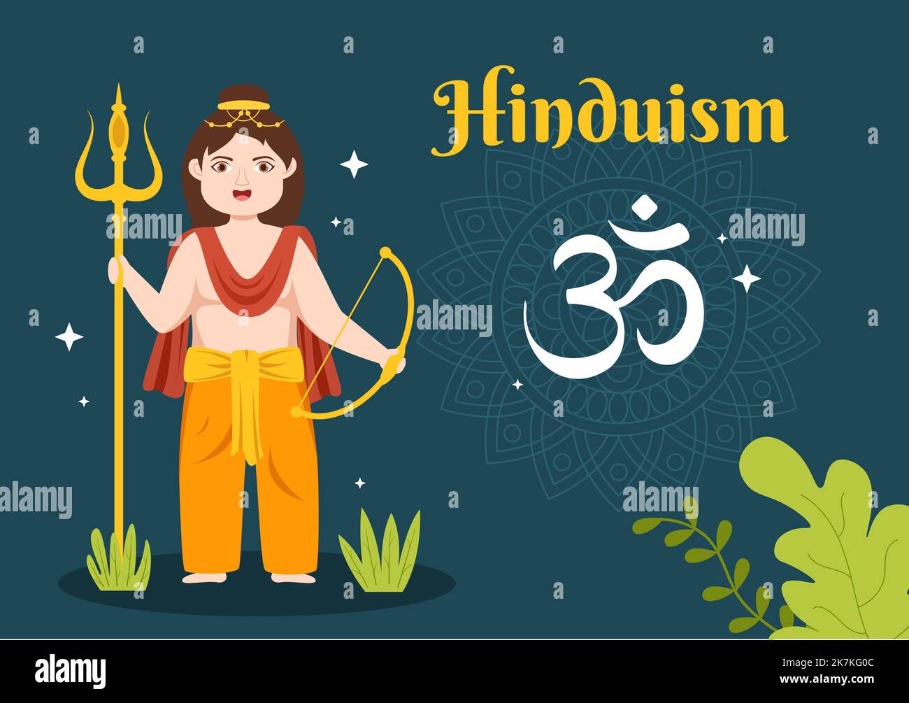 Hinduism of Various Indian God Flat background Cartoon Hand Drawn ...