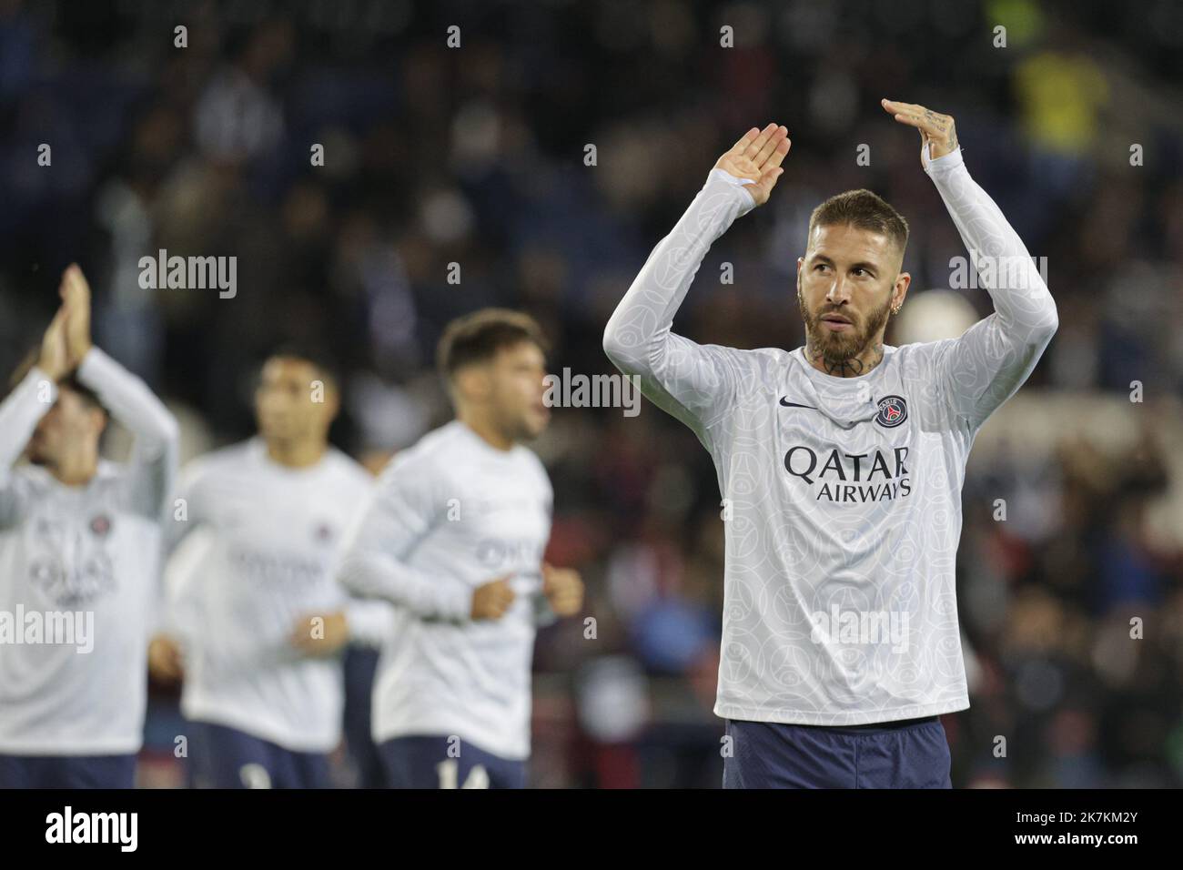 ©Sebastien Muylaert/MAXPPP - Paris 11/10/2022 Sergio Ramos of Paris Saint-Germain warms up ...