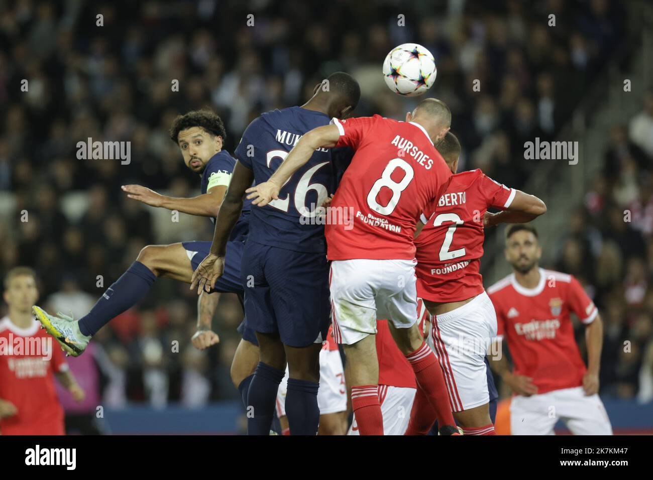 ©Sebastien Muylaert/MAXPPP - Paris 11/10/2022 Marquinhos of Paris Saint-Germain reacts during ...