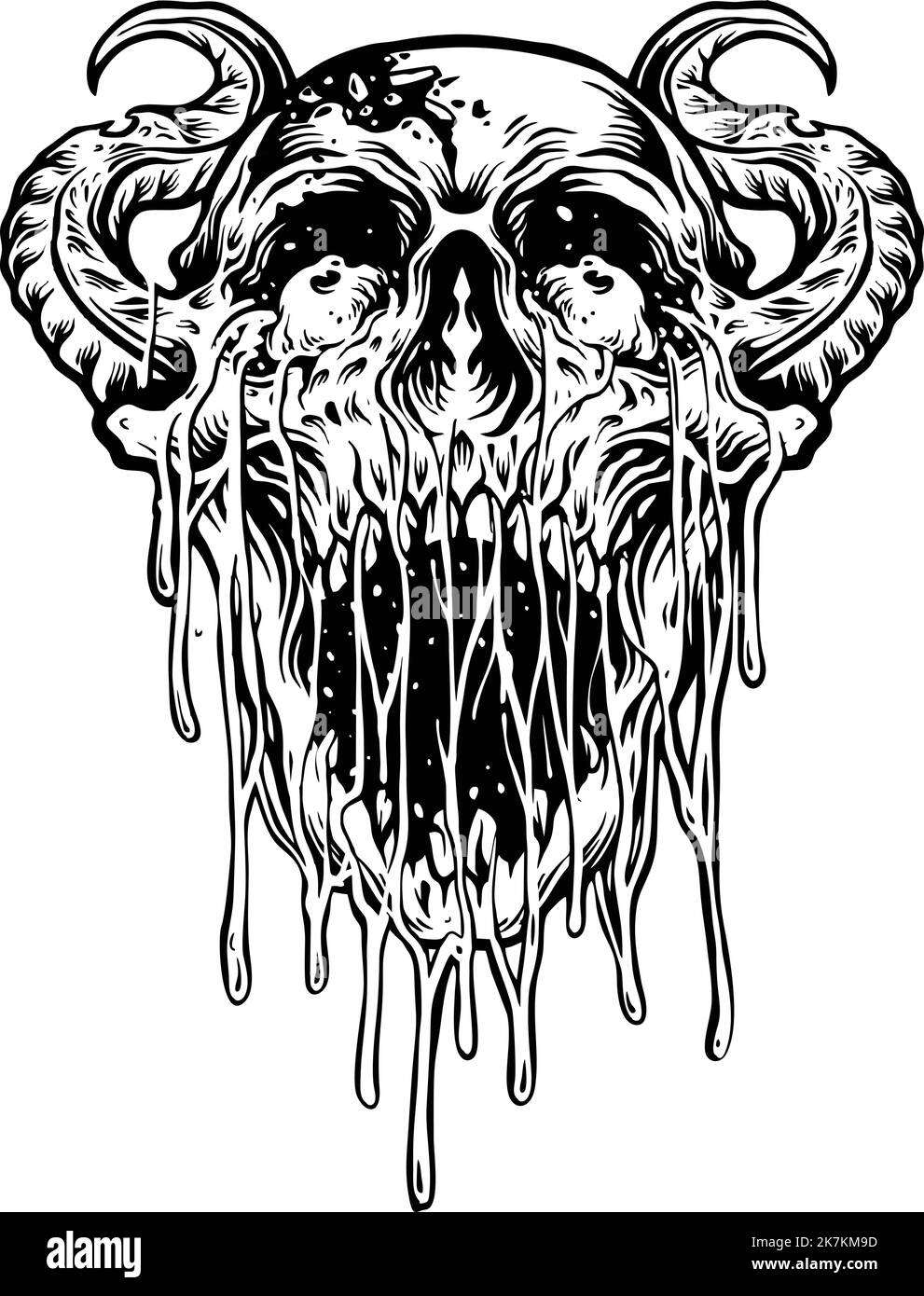 Horn Devil Zombie Skull Blood Silhouette Vector illustrations for your ...