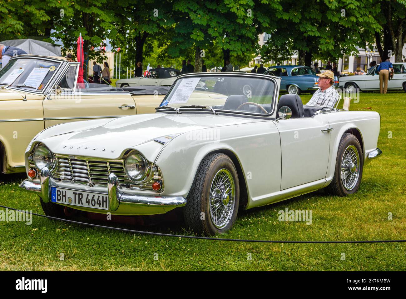 BADEN BADEN, GERMANY - JULY 2019: white TRIUMPH TR4 TR5 cabrio roadster ...