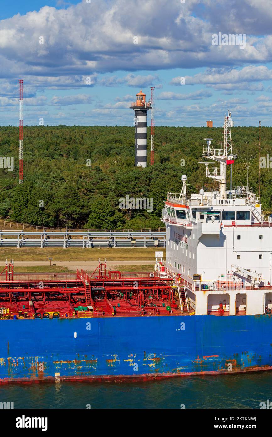 Oil tanker & Klaipeda Lighthouse, Eponymous County, Lithuania Stock ...
