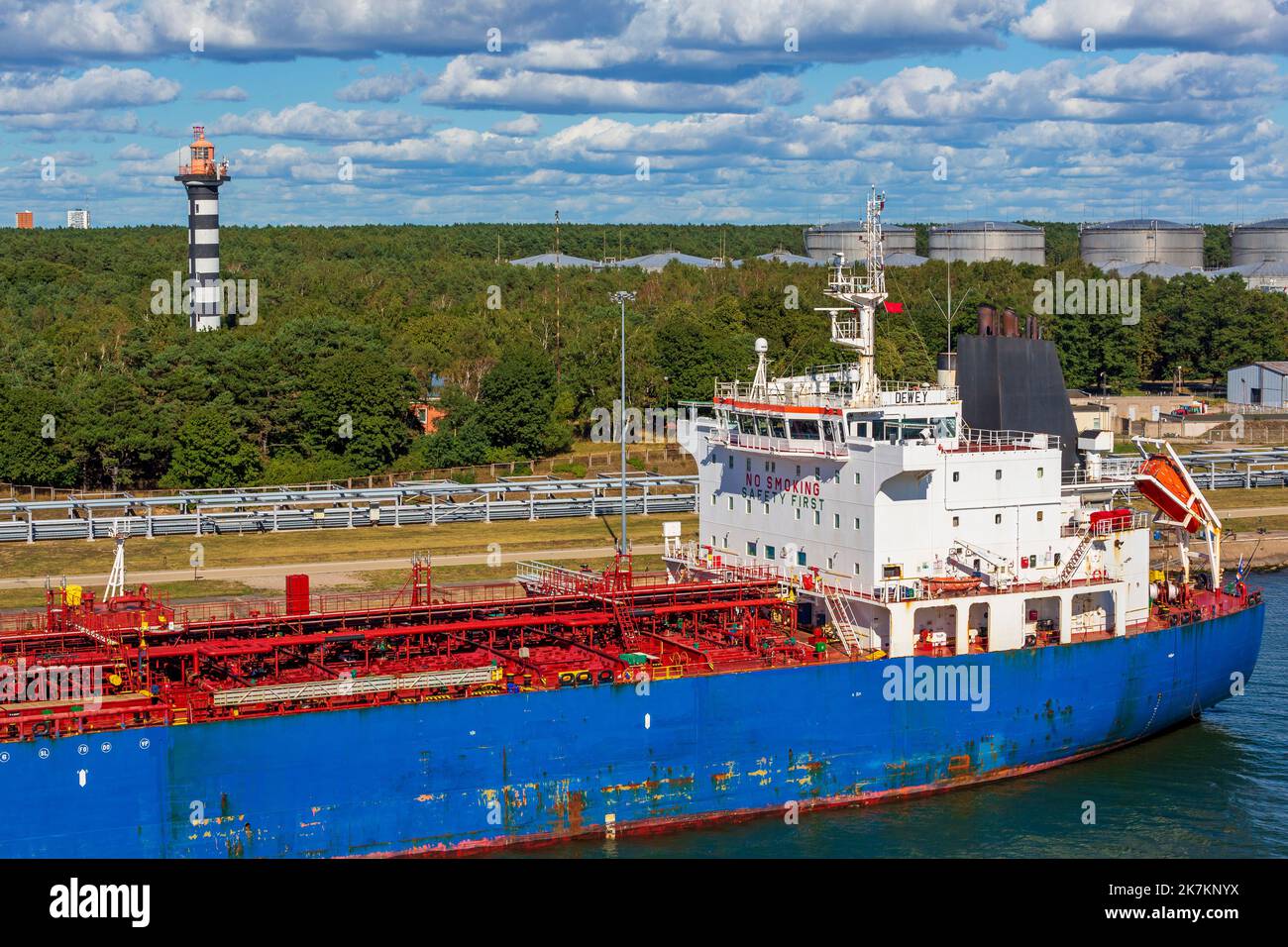 Oil tanker & Klaipeda Lighthouse, Eponymous County, Lithuania Stock ...