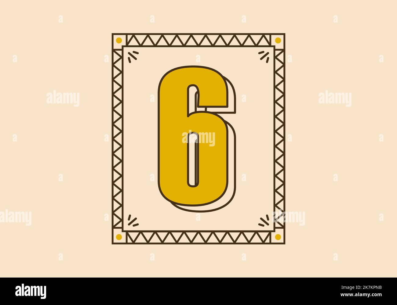 Retro rectangle frame with number 6 on it Stock Vector Image & Art - Alamy