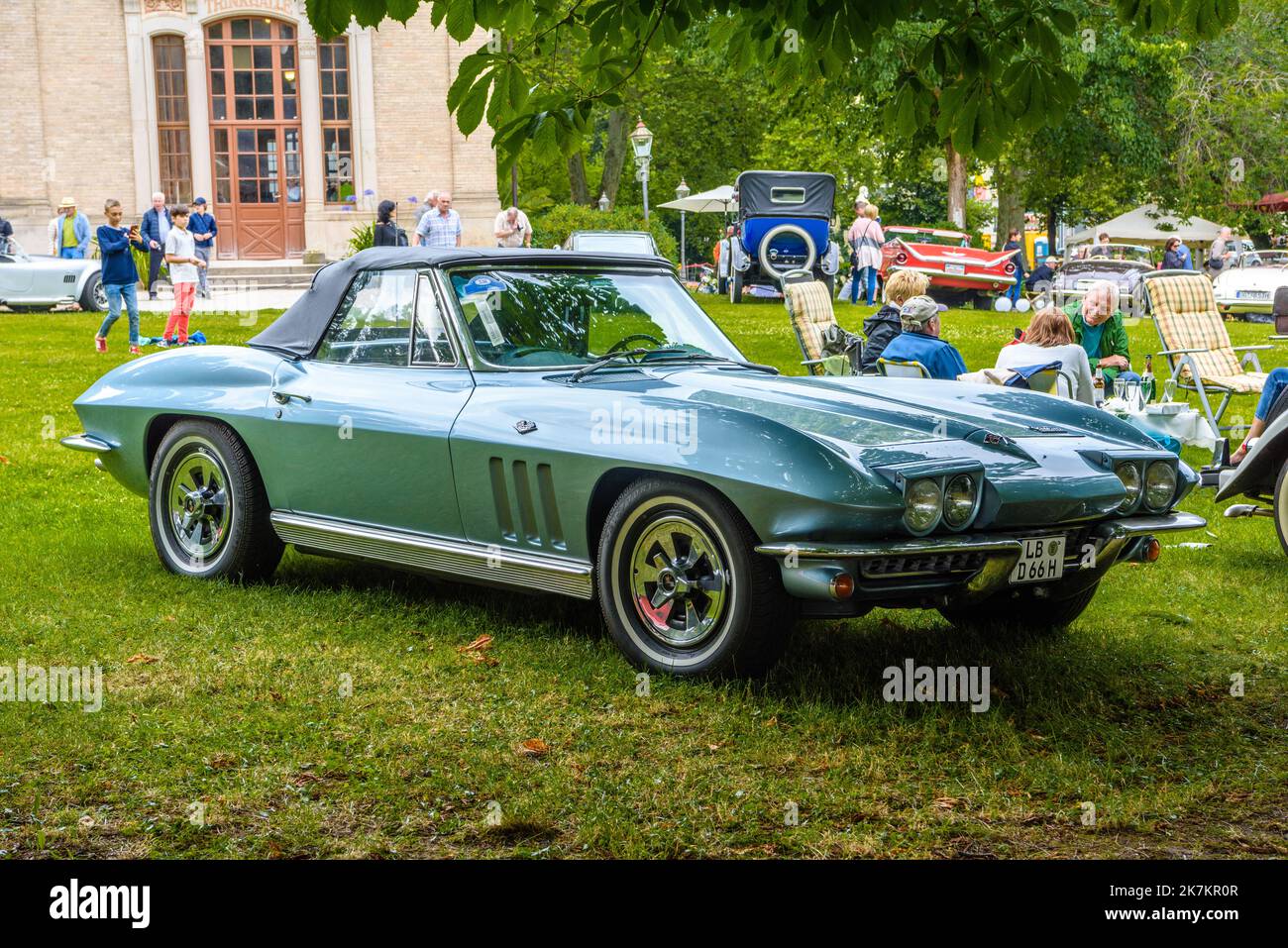 BADEN BADEN, GERMANY - JULY 2019: blue CHEVROLET CORVETTE C2 ...
