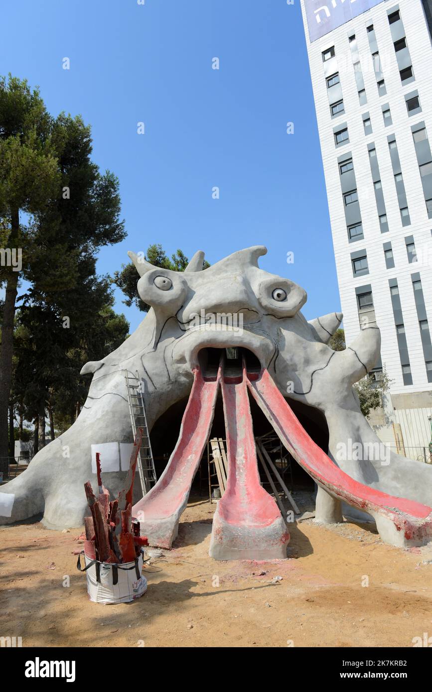 The iconic children's playground ' The Monster' ( The Golem ) in Kiryat ...