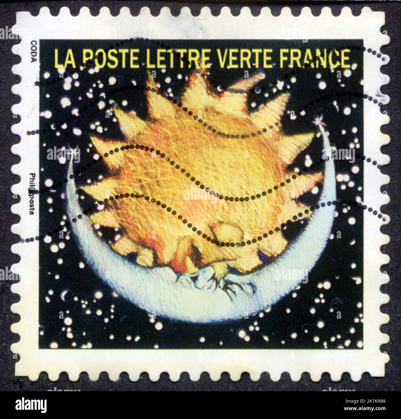 Timbre oblitéré Coda, La Poste, Lettre verte, France Stock Photo - Alamy