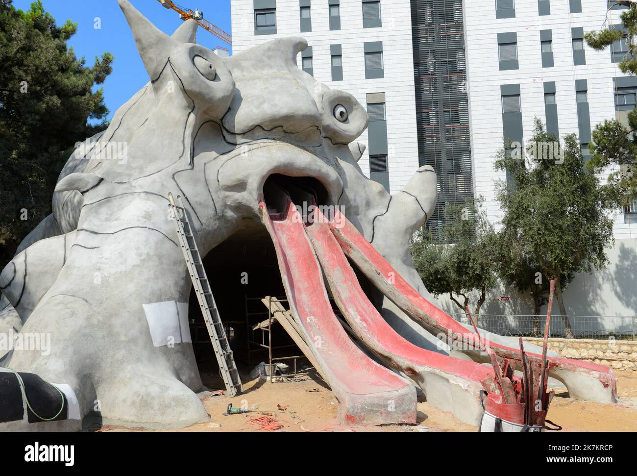The iconic children's playground ' The Monster' ( The Golem ) in Kiryat ...