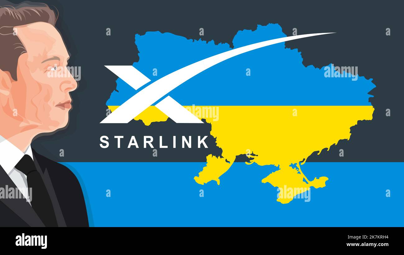 The map of Ukraine is colored in the colors of the flag of Ukraine and ...