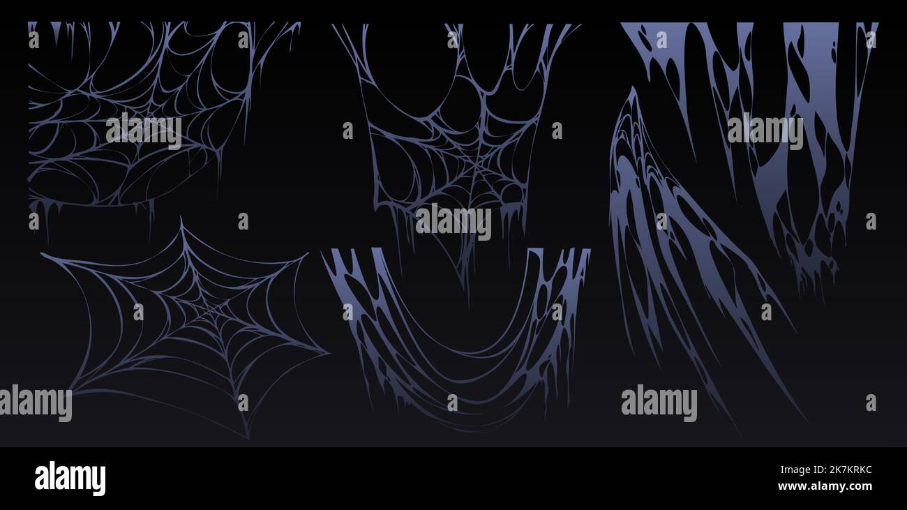 Spider web Halloween set, cobweb, spooky insect net collection design ...