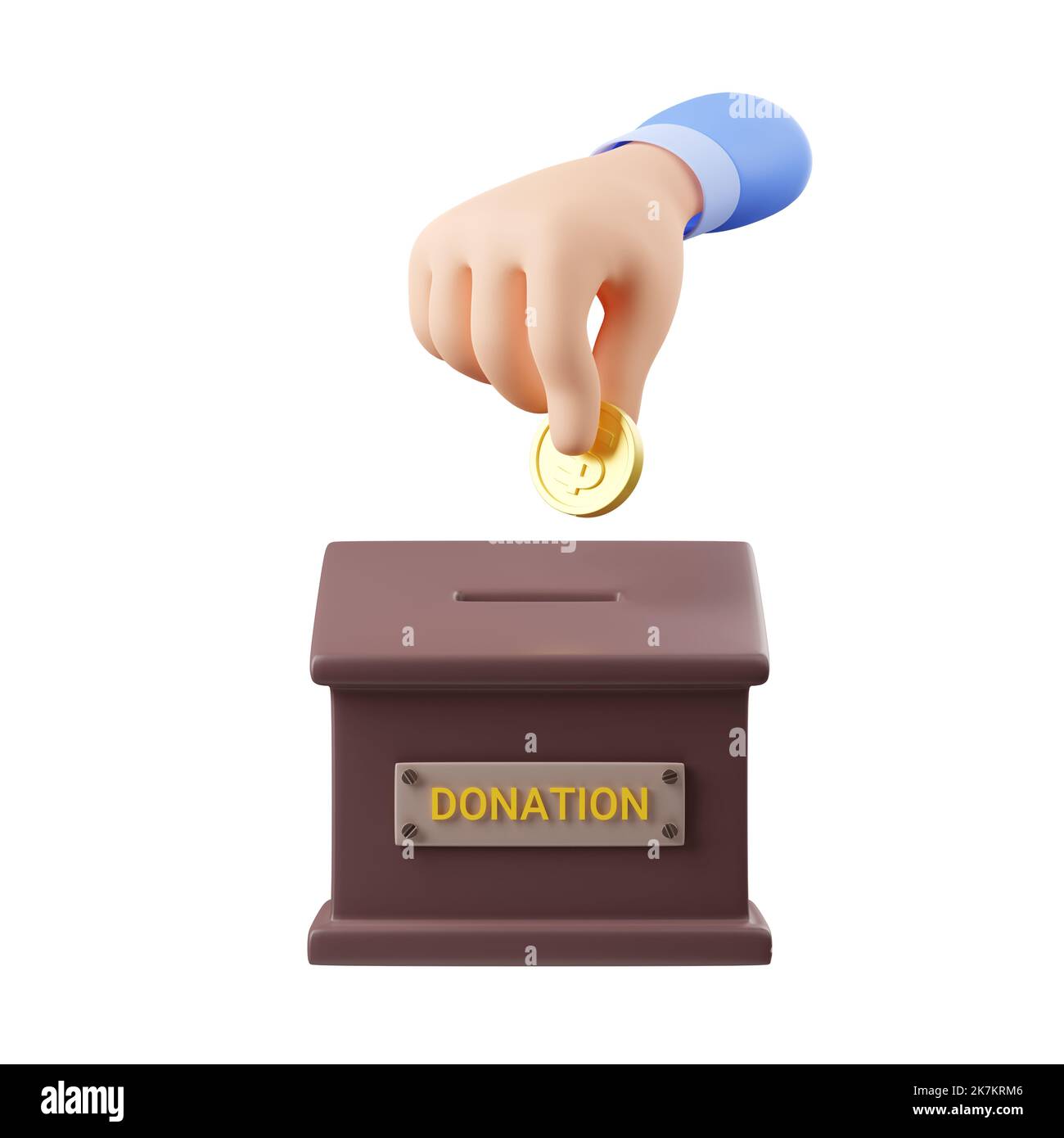 Hand puts gold coin in donation box. Concept of charity, donate money ... Hand puts gold coin in donation box. Concept of charity, donate money ...