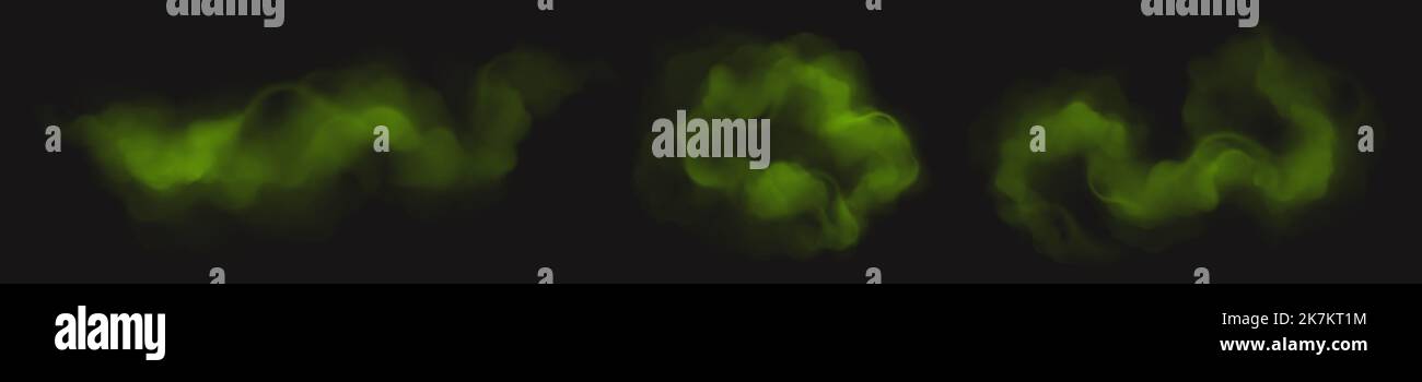 Realistic green smoke, stink, bad smell or poison gas clouds. Chemical ...