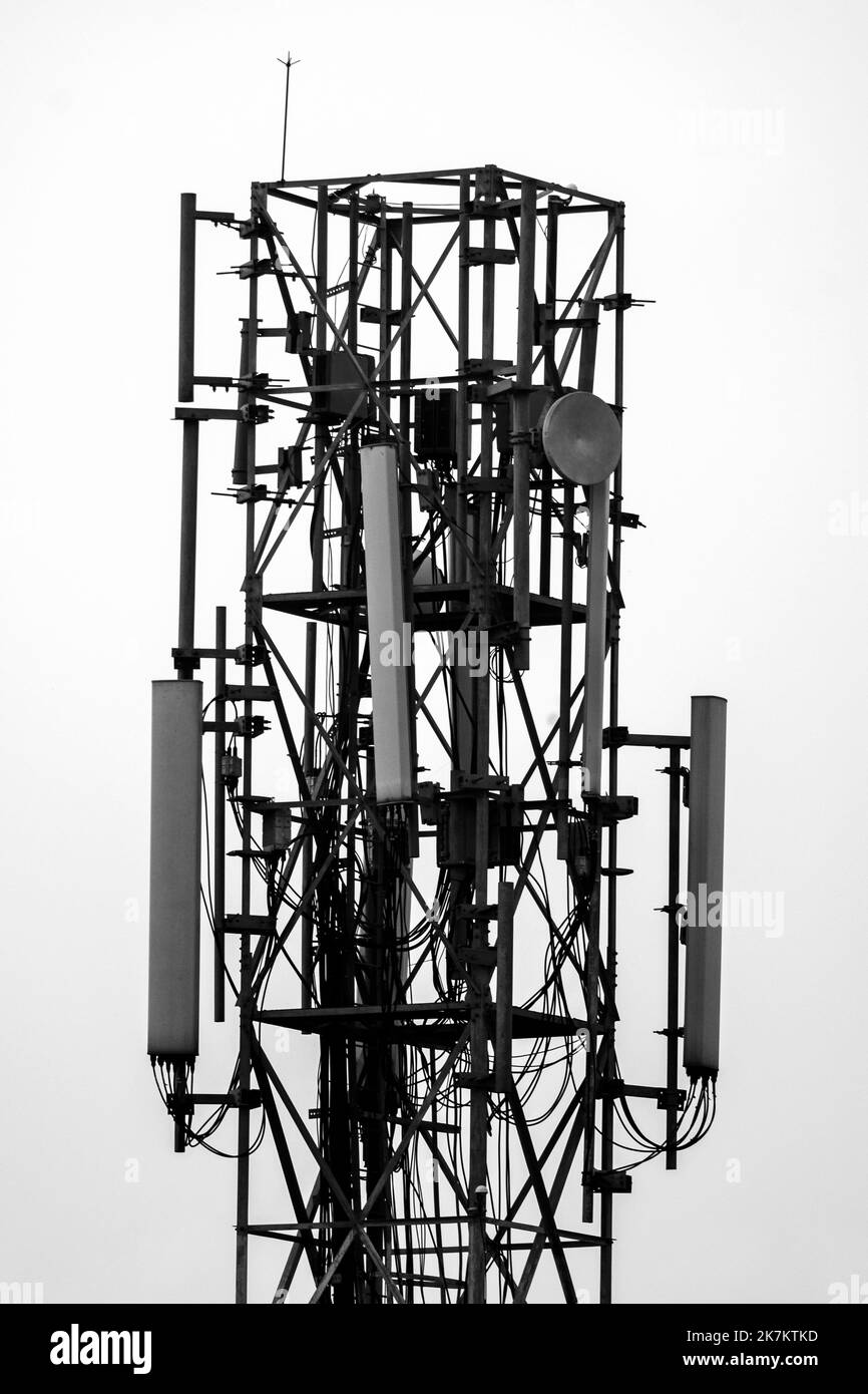 Radio relay tower Black and White Stock Photos & Images - Alamy