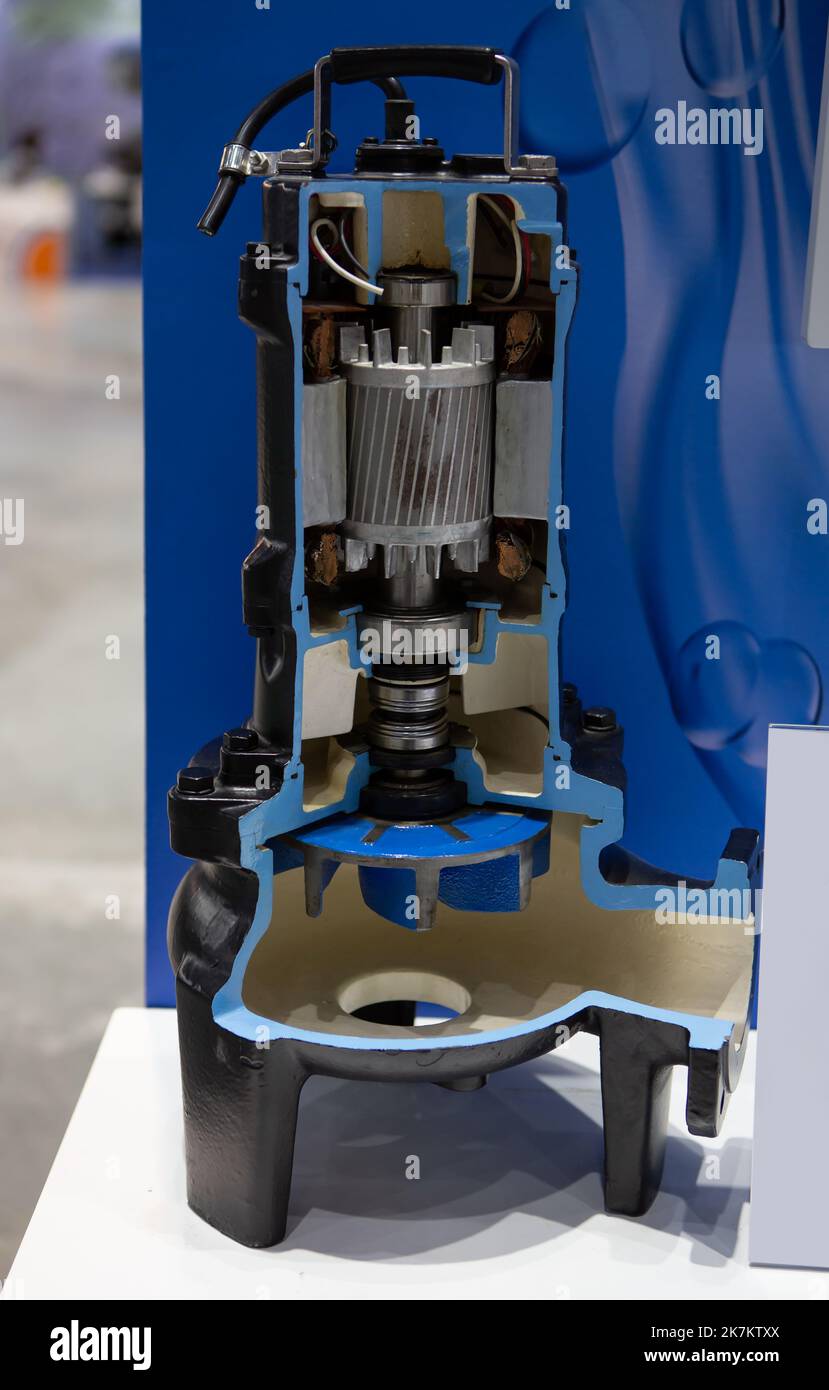Cut away show internal part of submersible pump. Industrial equipment ...
