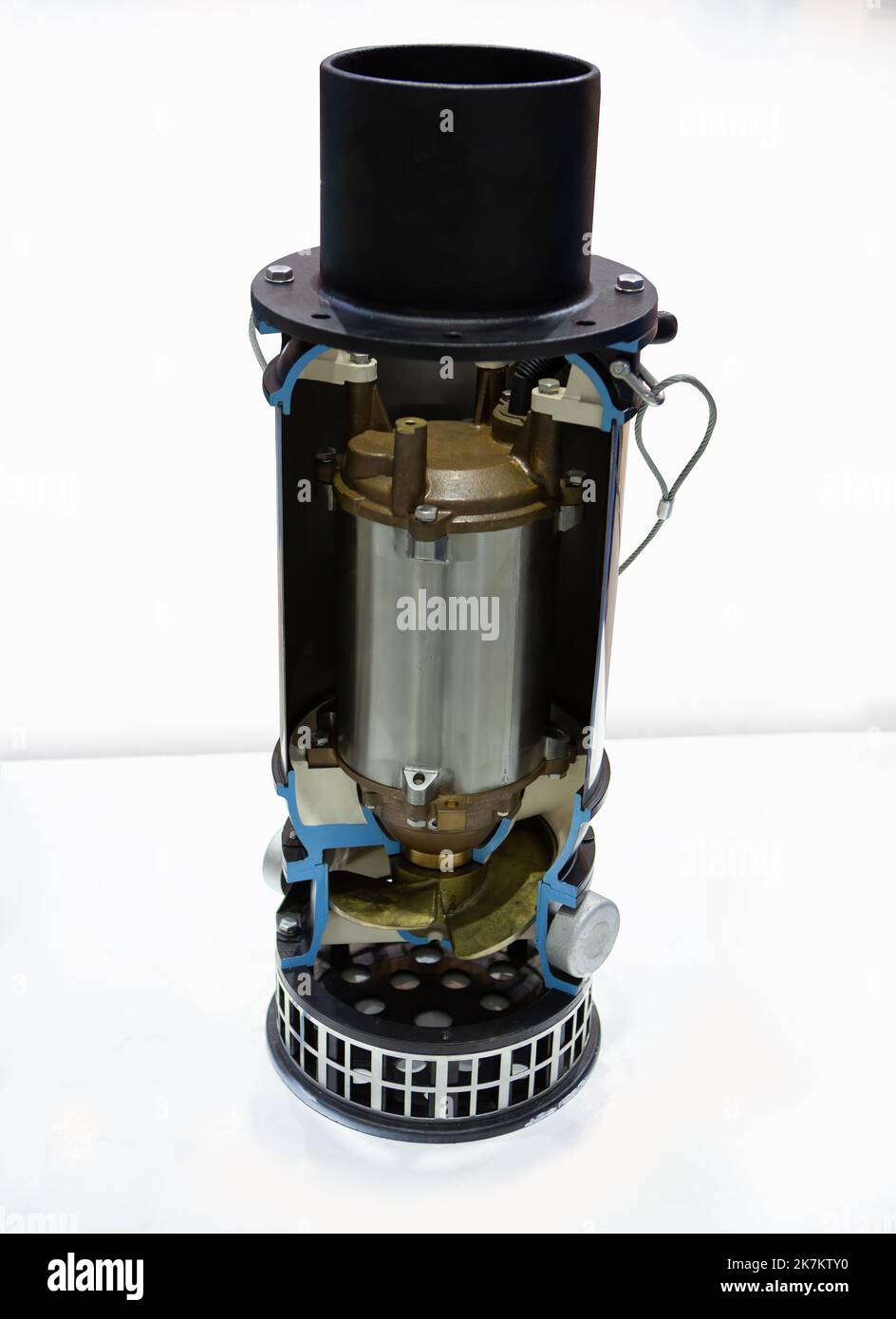 Cut away show internal part of submersible pump. Industrial equipment ...