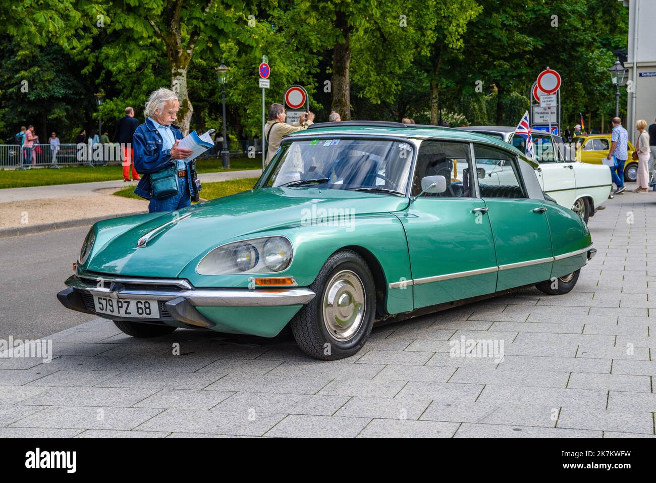 BADEN BADEN, GERMANY - JULY 2019: light green CITROEN DS 21 DS23 PALLAS ...