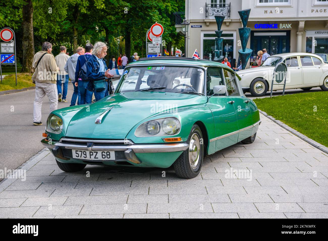 BADEN BADEN, GERMANY - JULY 2019: light green CITROEN DS 21 DS23 PALLAS ...