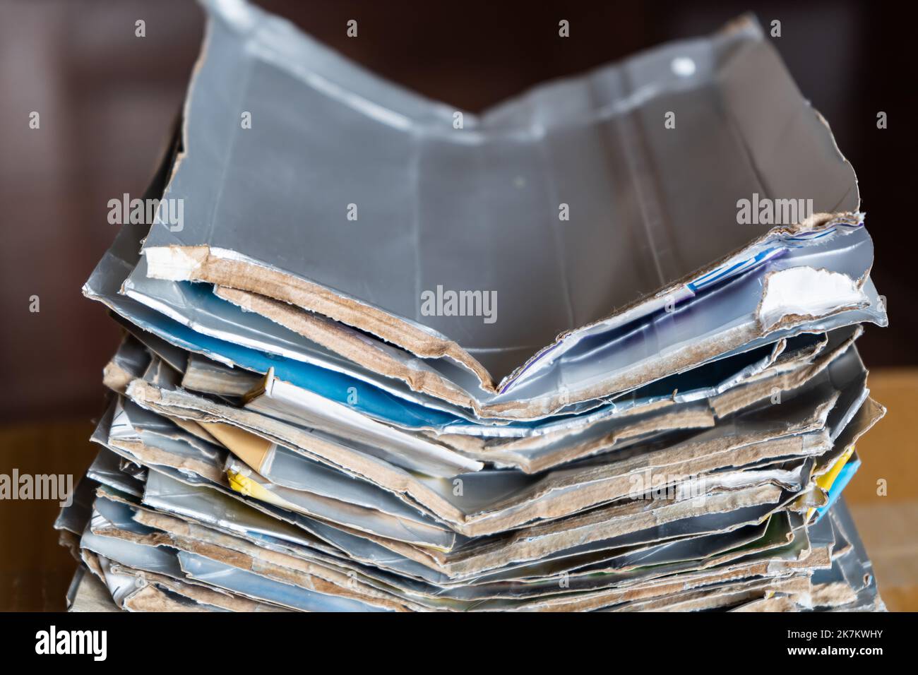 Milk carton packages collected for recycling Stock Photo - Alamy