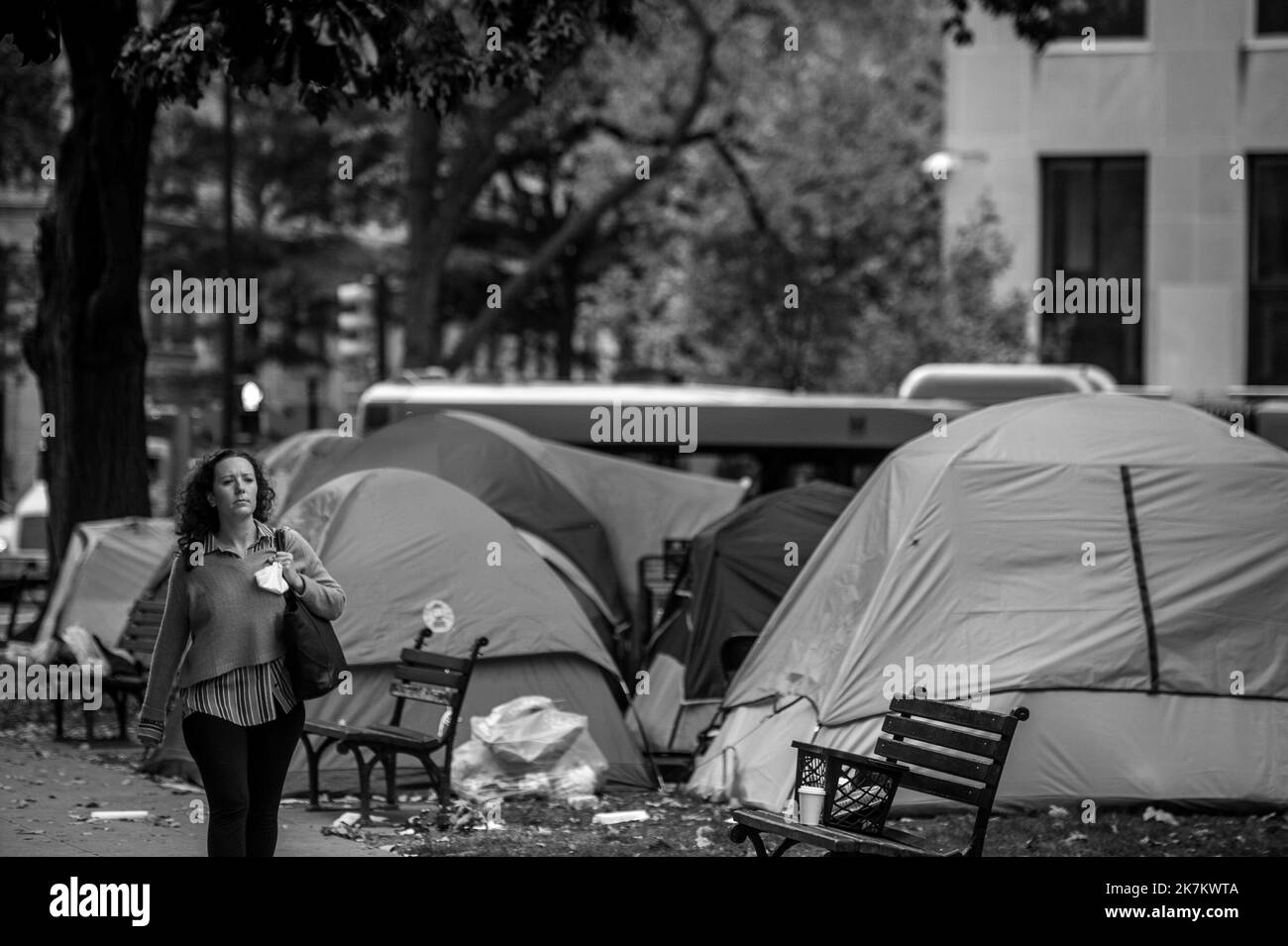 Hanging tree tents Black and White Stock Photos & Images - Alamy