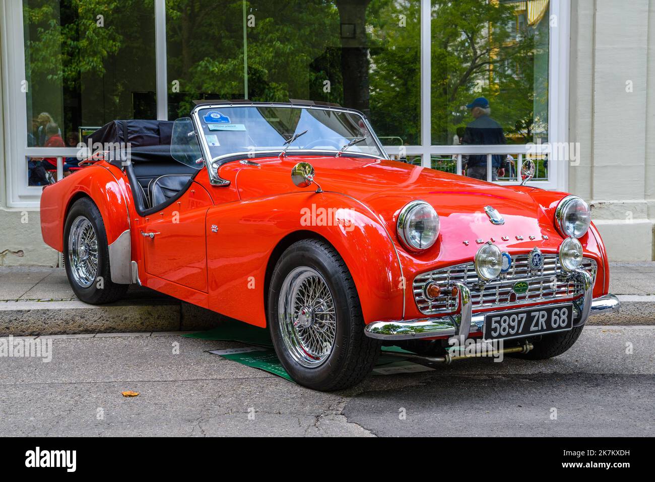 BADEN BADEN, GERMANY - JULY 2019: red TRIUMPH SPORT TR3A TR3 HT cabrio ...