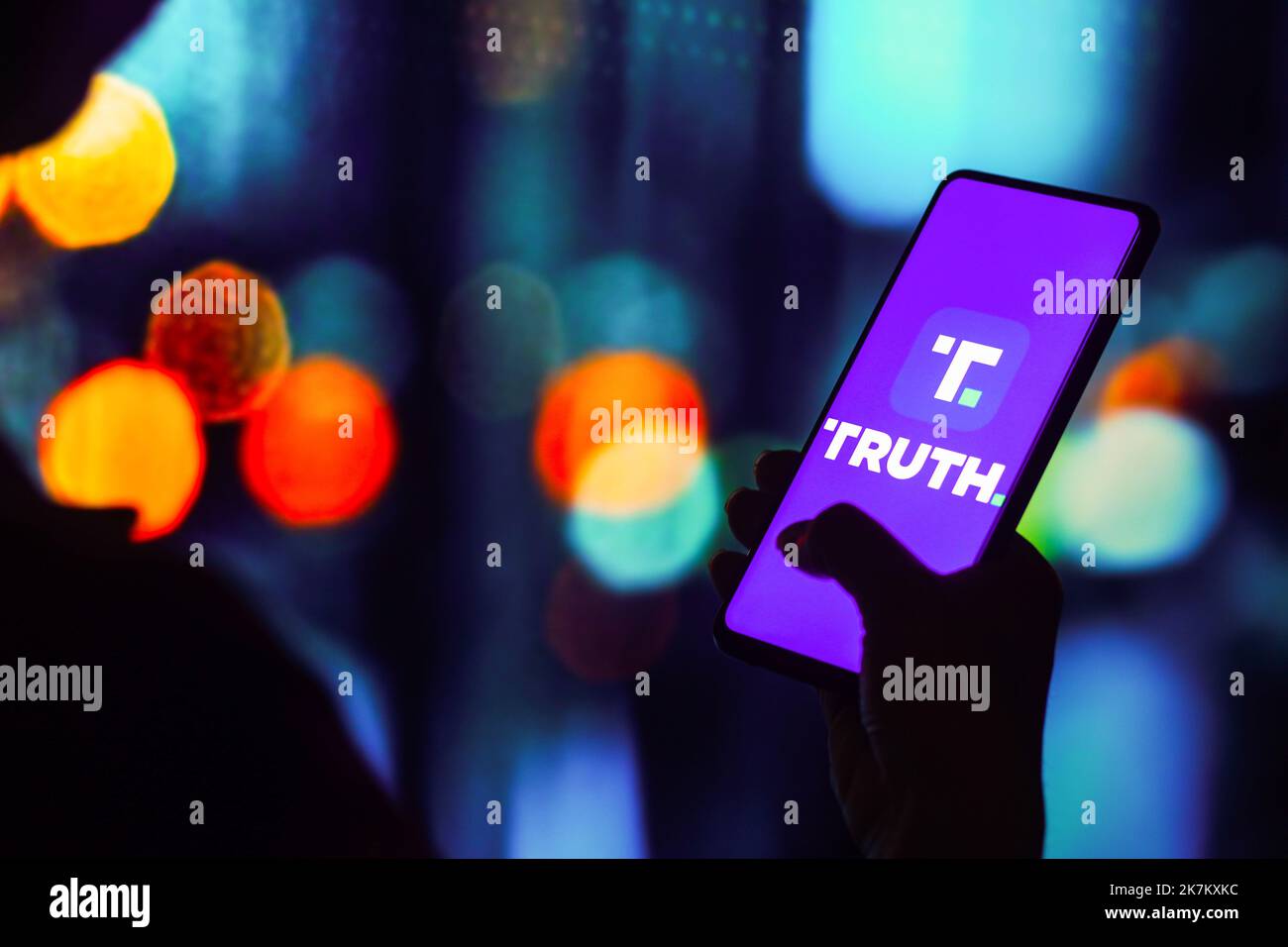 In this photo illustration, the Truth Social logo is displayed on a ...