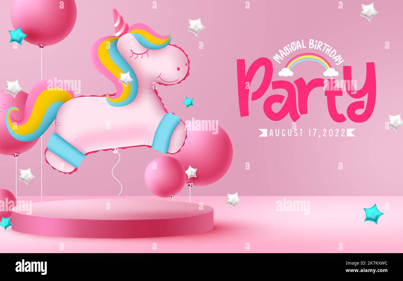 Birthday magical party vector background design. Birthday party text ...